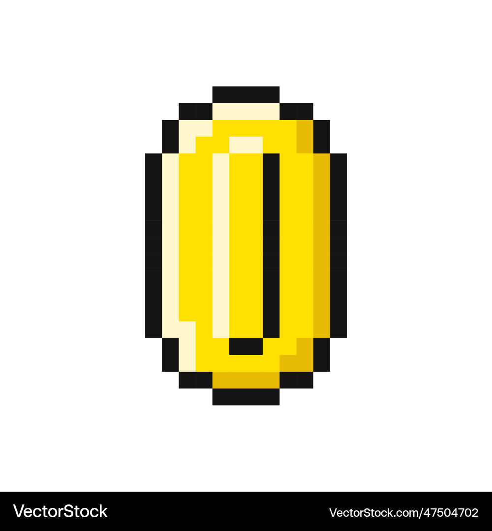 Pixel gold coin for retro game art game Royalty Free Vector