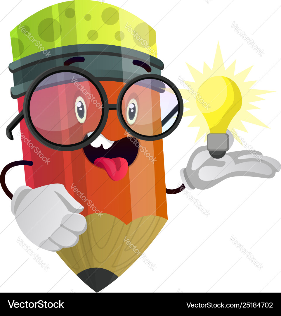 Red pencils light bulb went on white background Vector Image
