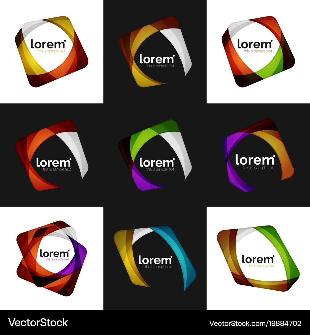 Set of overlapping shapes business emblems Vector Image