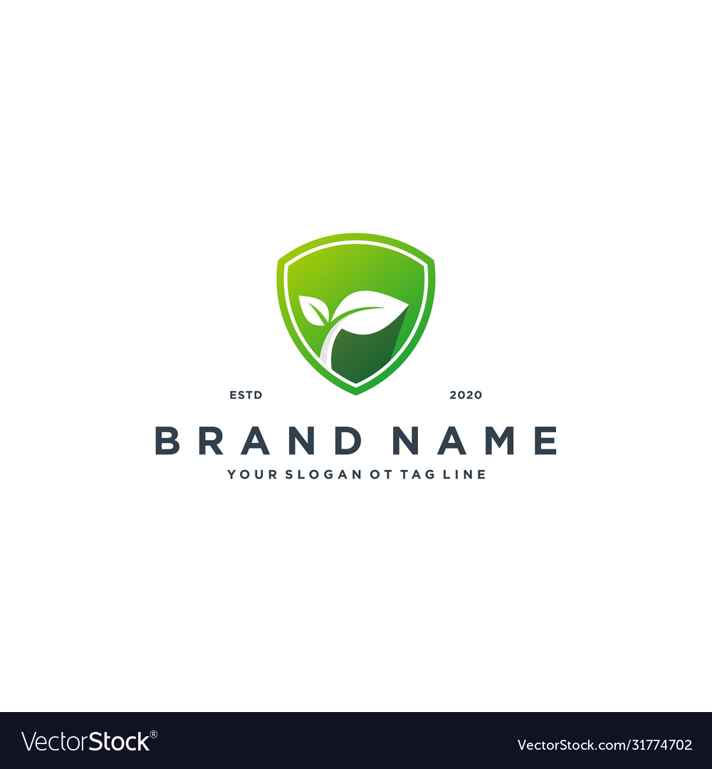 Shield leaf logo design Royalty Free Vector Image