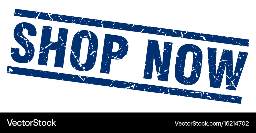 Square grunge blue shop now stamp Royalty Free Vector Image