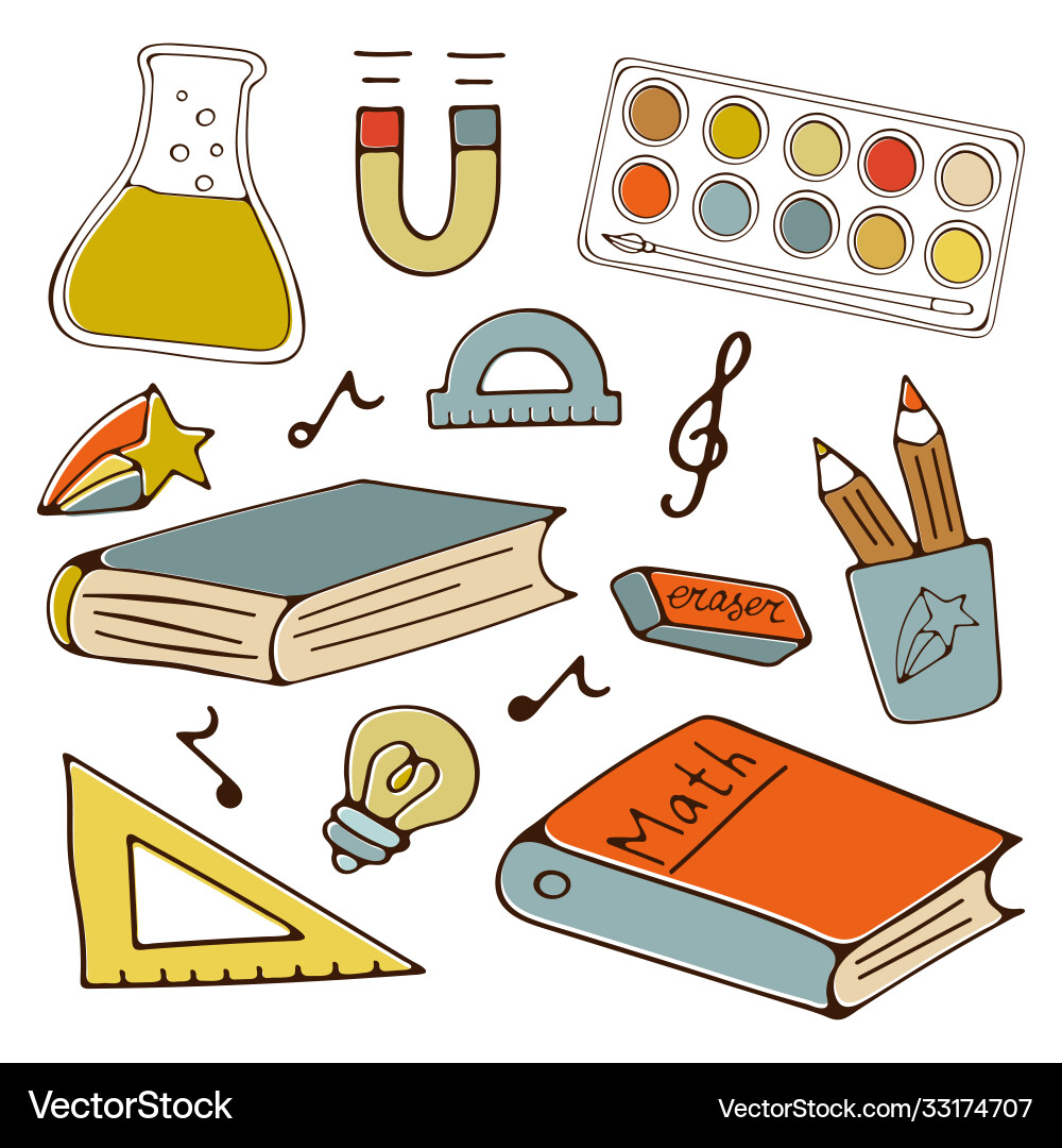 Back to school colorful hand drawn collection Vector Image