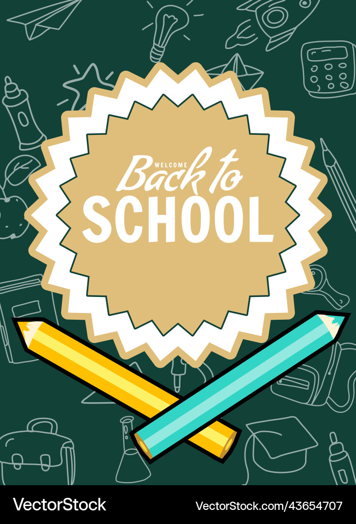 Back to school poster clock alarm retro Royalty Free Vector