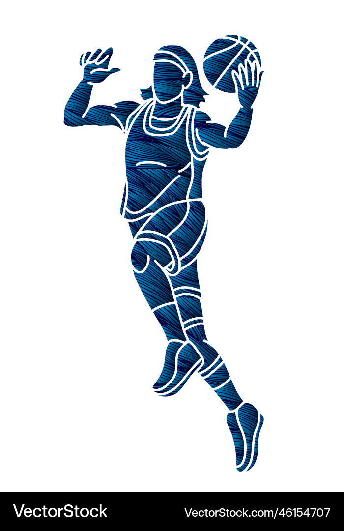 Basketball action female player Royalty Free Vector Image