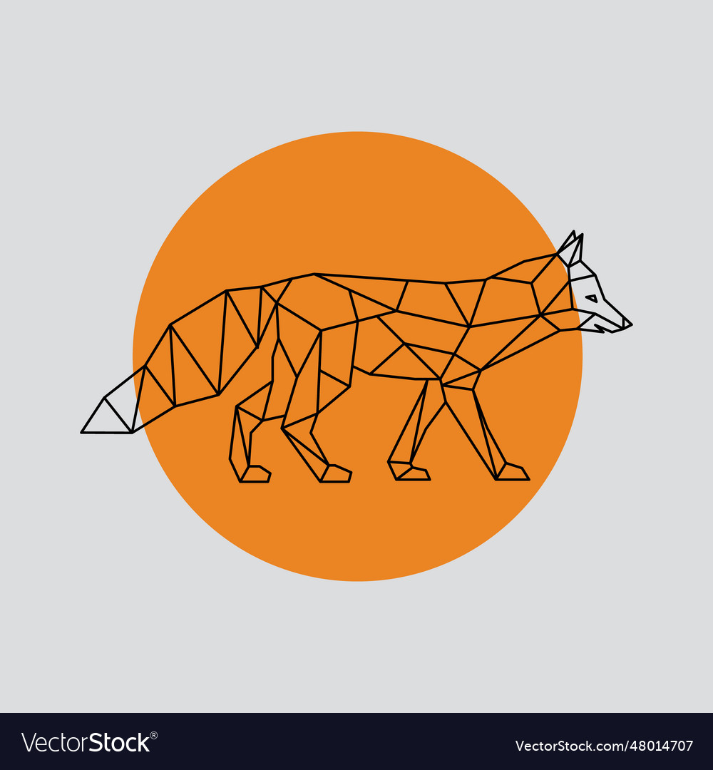 Fox in polygonal geometric style outline side Vector Image