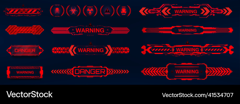 Futuristic warning signs in hud style Royalty Free Vector