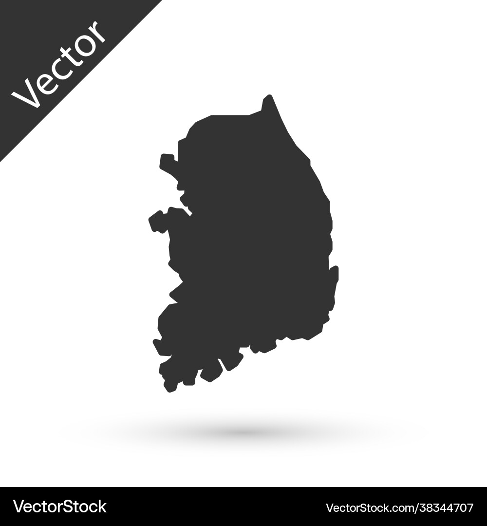 Grey south korea map icon isolated on white Vector Image