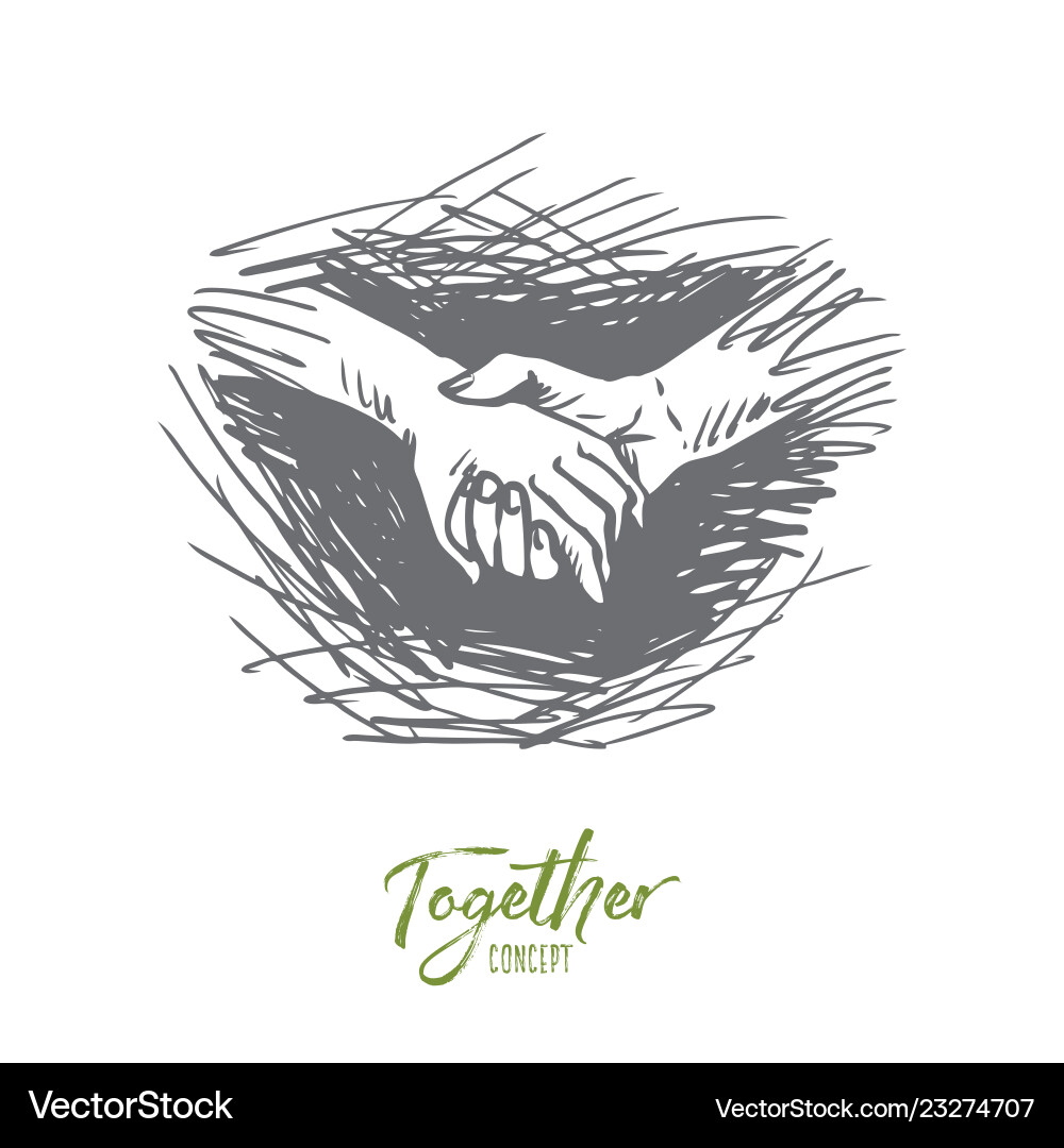Hands holding together friendship partnership Vector Image