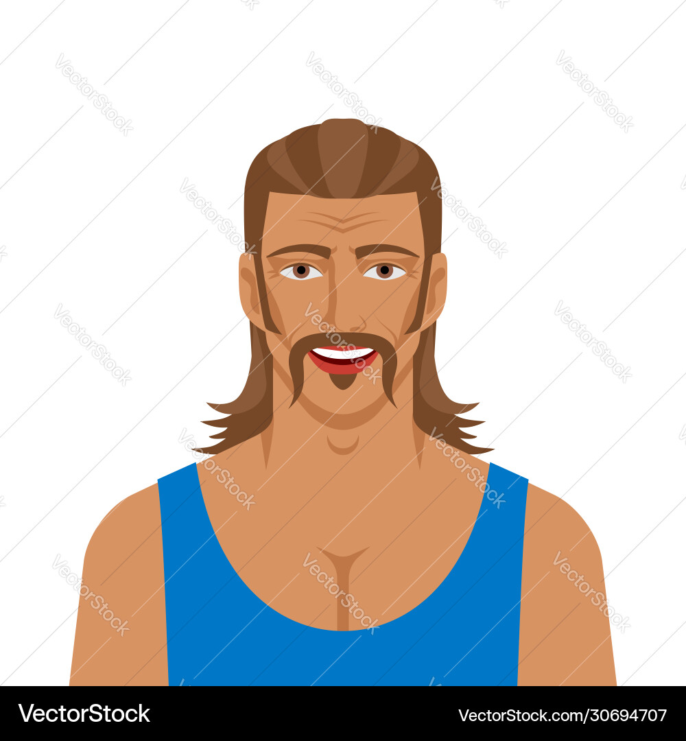 Handsome man with mullet hairstyle Royalty Free Vector Image