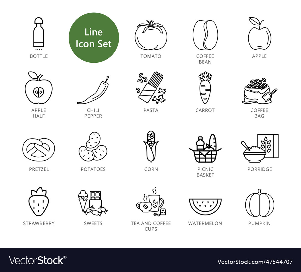 Healthy food icons set Royalty Free Vector Image