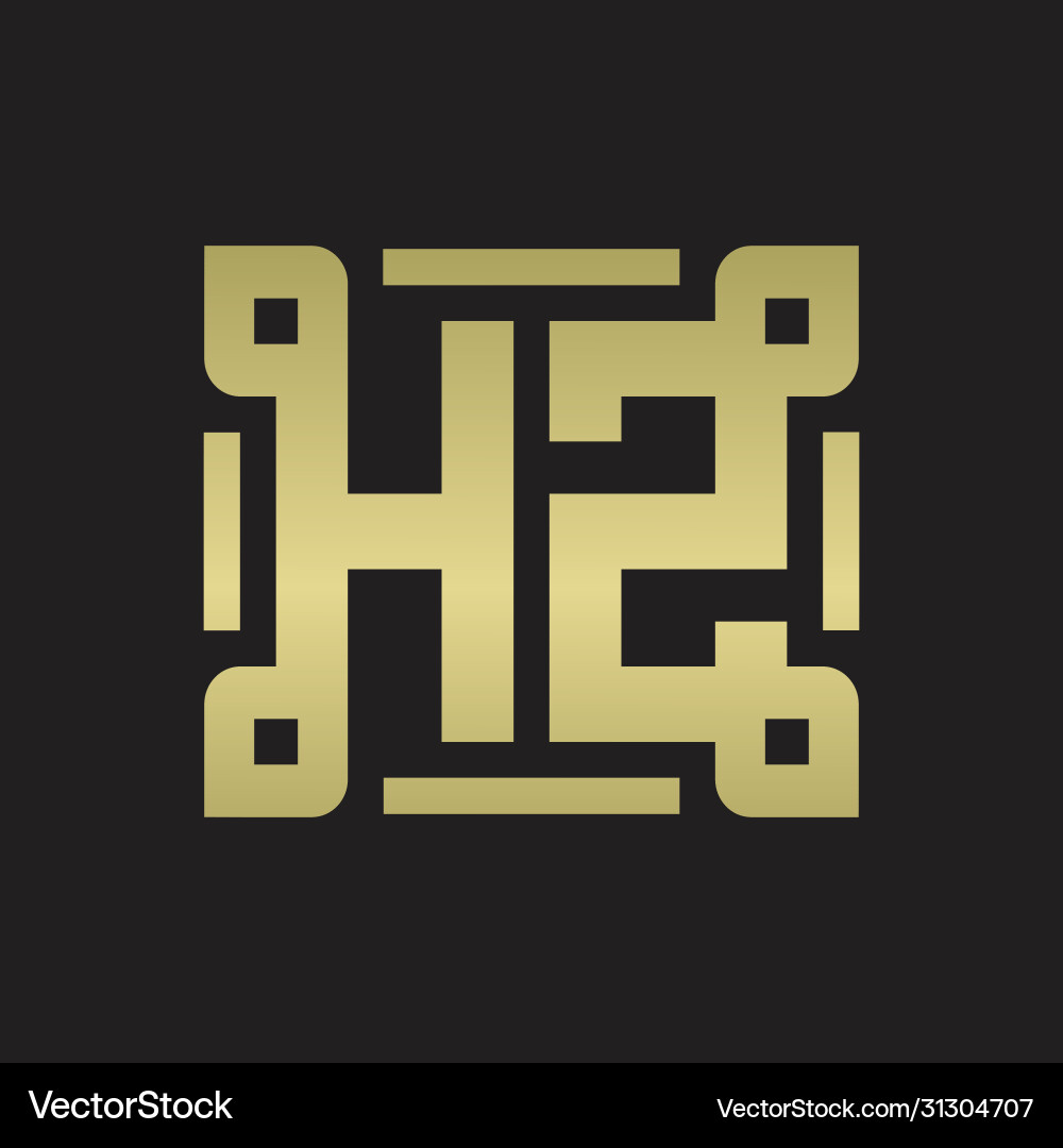 Hz logo monogram with piece line art design Vector Image