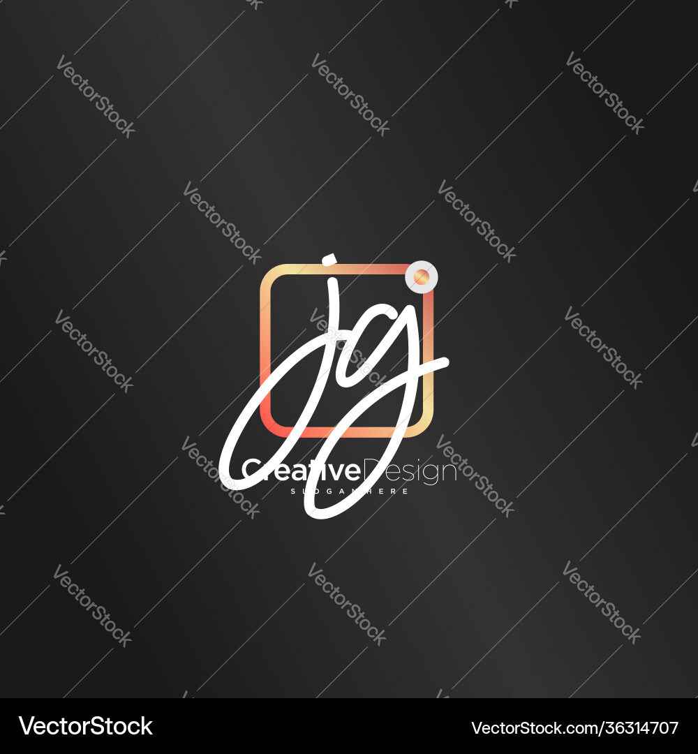 Jg initial letter handwriting logo art hand drawn Vector Image