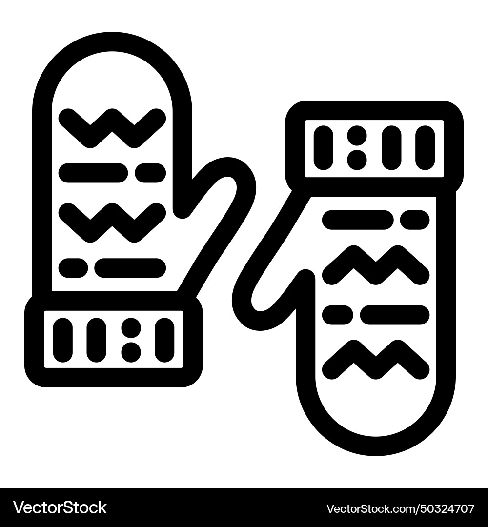 Knitted mittens flat icon isolated on white Vector Image