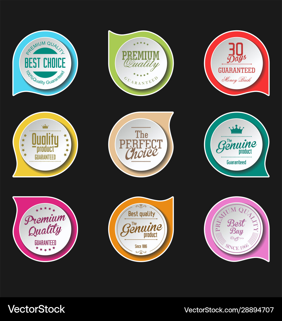 Modern badges colorful collection 4 Royalty Free Vector
