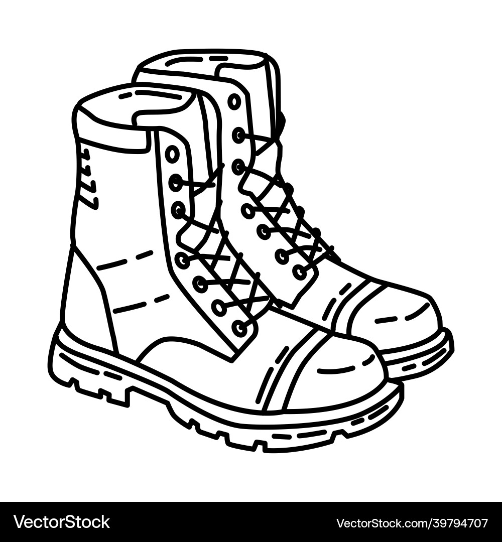 Police tactical boots icon doodle hand drawn or Vector Image