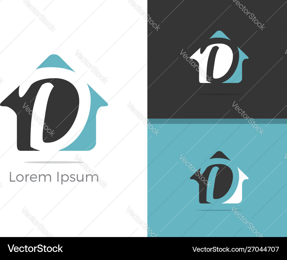 Real estate d letter logo design Royalty Free Vector Image