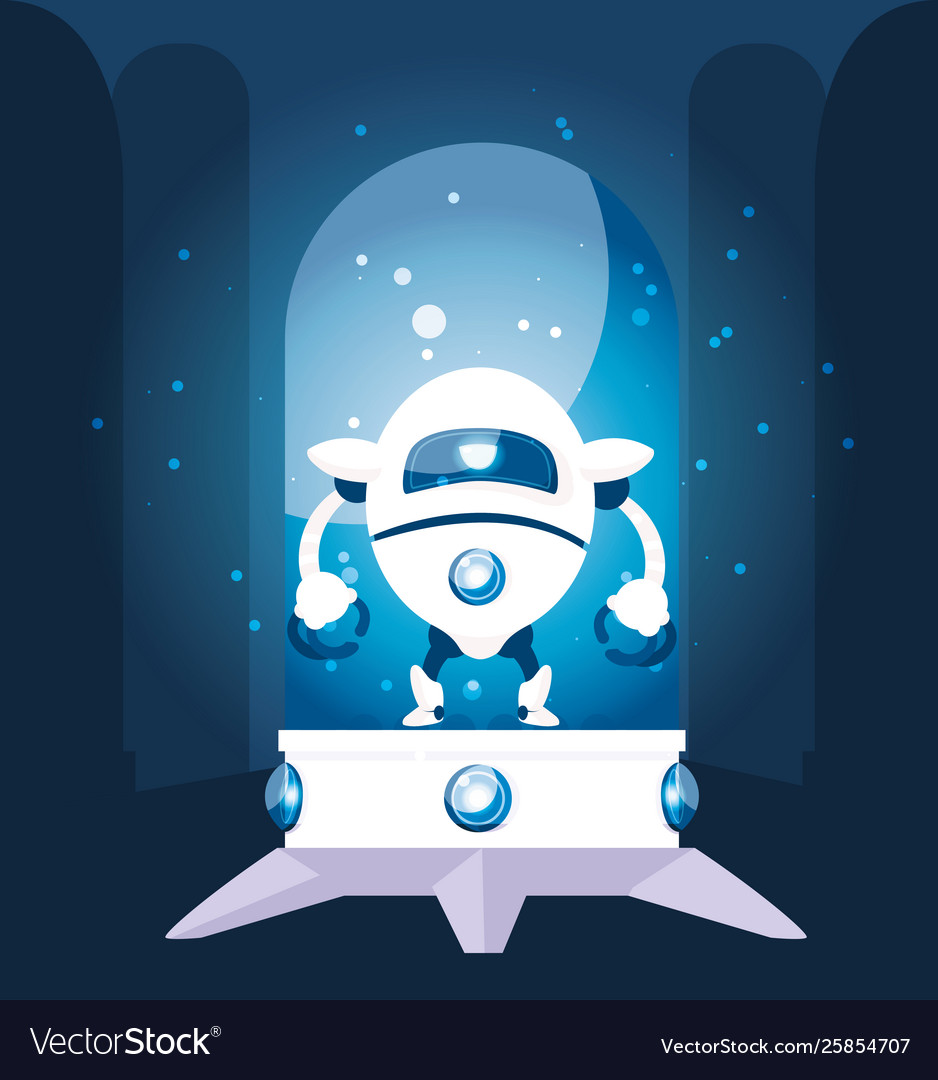 Robot cartoon over blue background Royalty Free Vector Image