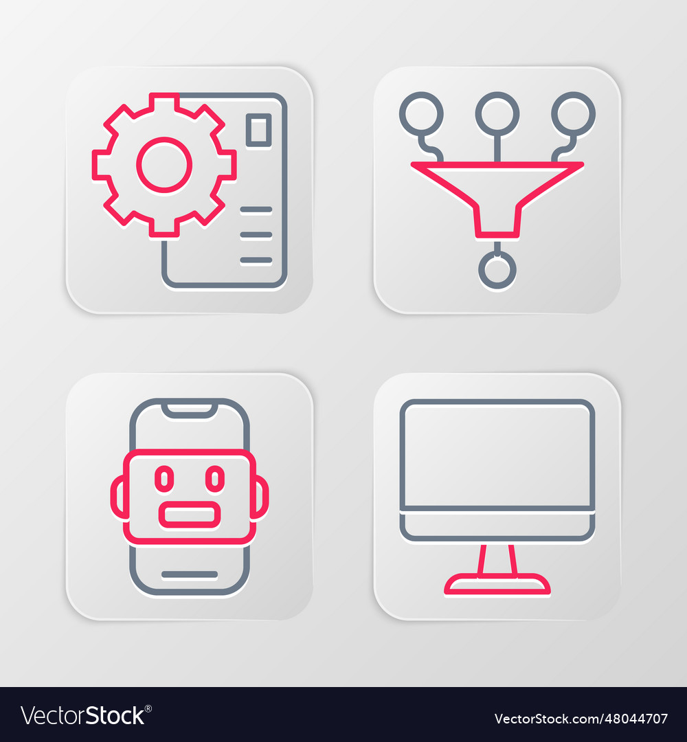 Set line computer monitor chat bot funnel filter Vector Image Set line computer monitor chat bot funnel filter Vector Image
