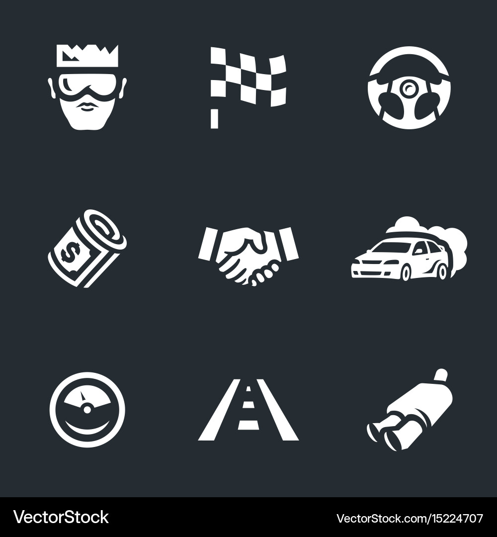 Set street racing icons Royalty Free Vector Image