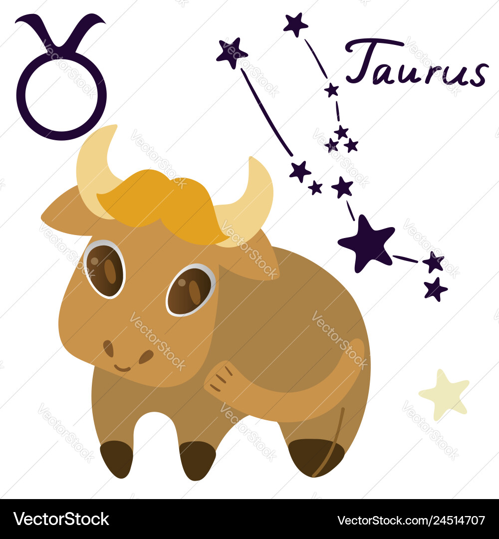 Taurus zodiac sign in cartoon style isolate Vector Image