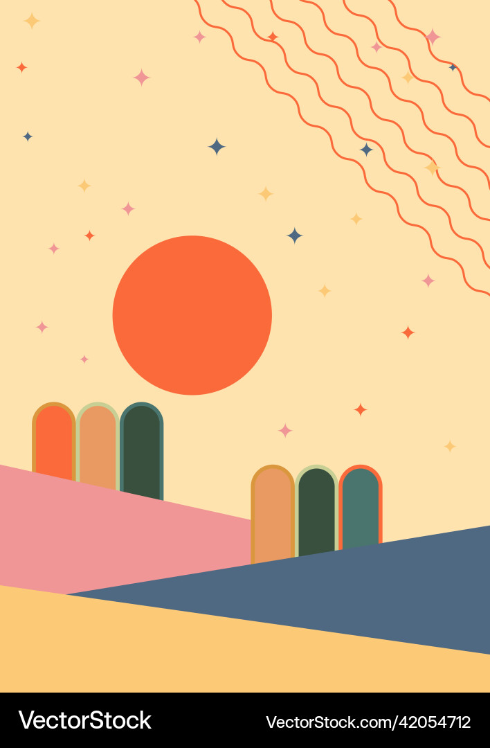 Abstract sunset colorful flat boho geometric Vector Image