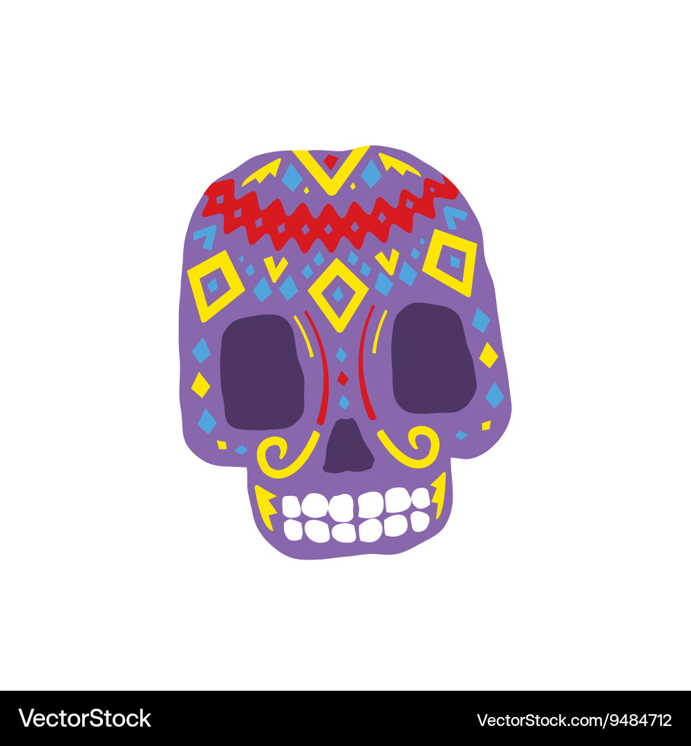 Bright color traditional mexican painted scull Vector Image