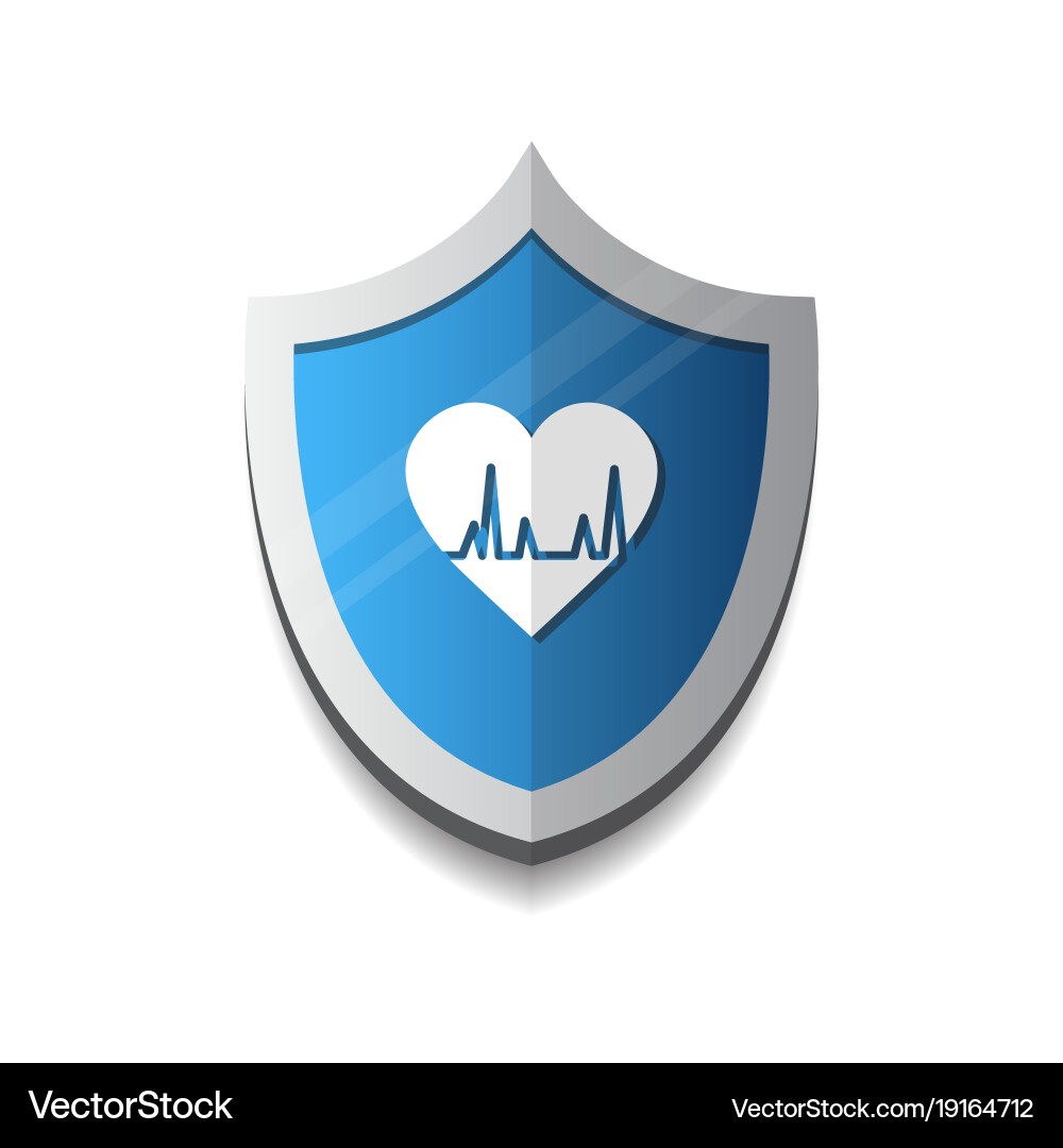 Cardiology protection heart shield icon blue Vector Image
