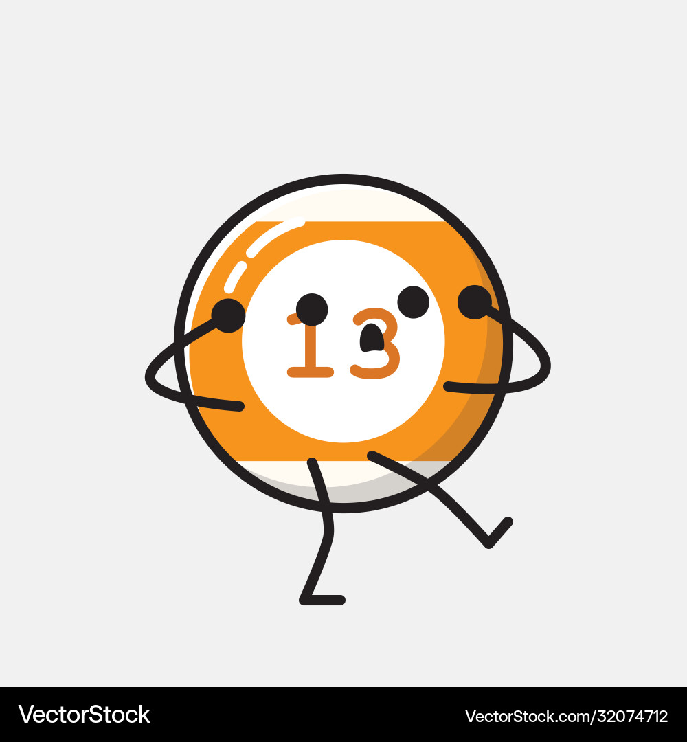 Cute billiard ball mascot character in flat Vector Image