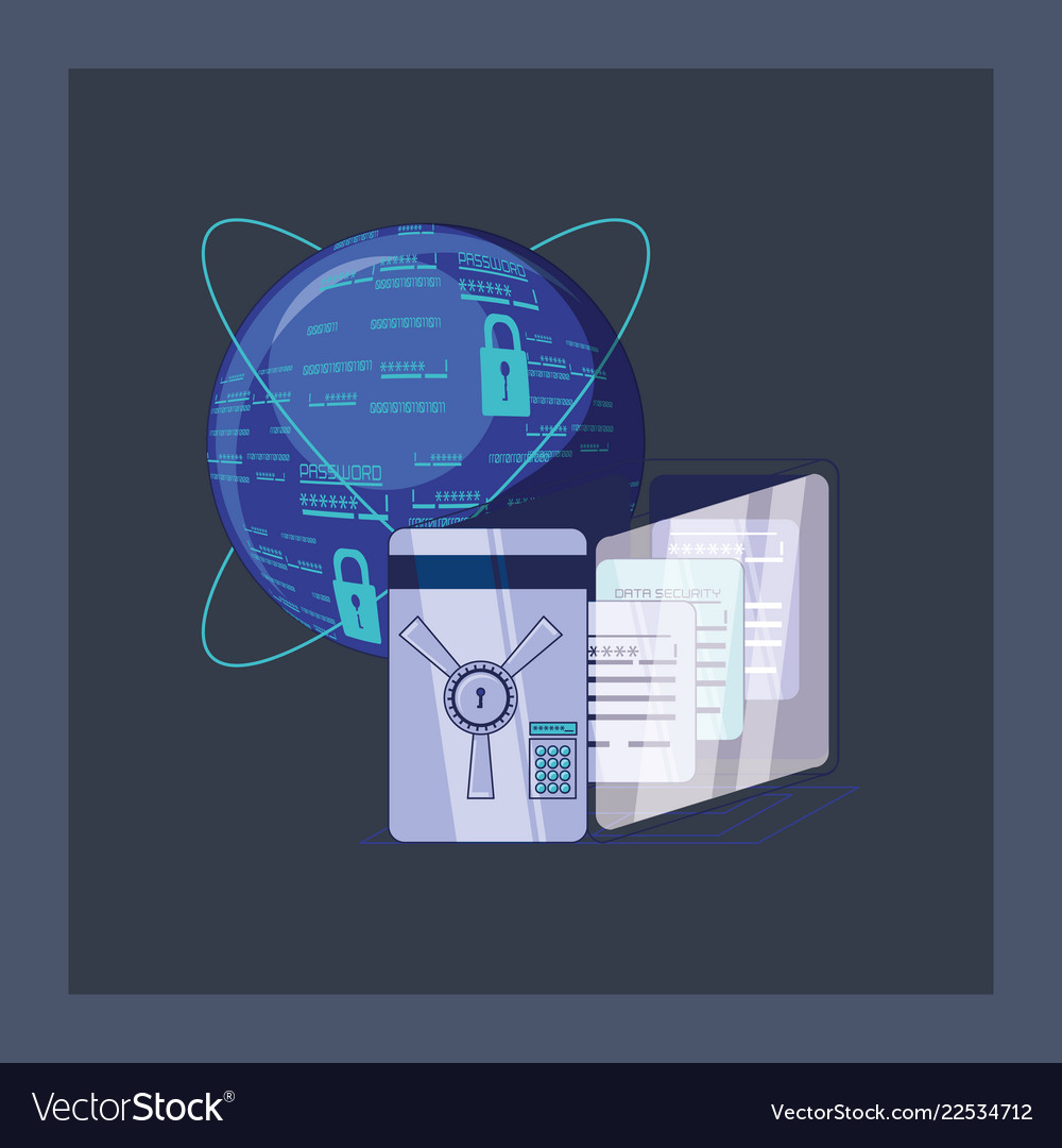 Data security with sphere planet Royalty Free Vector Image