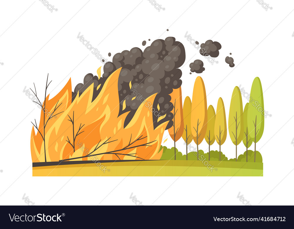 Forest fire disaster composition Royalty Free Vector Image
