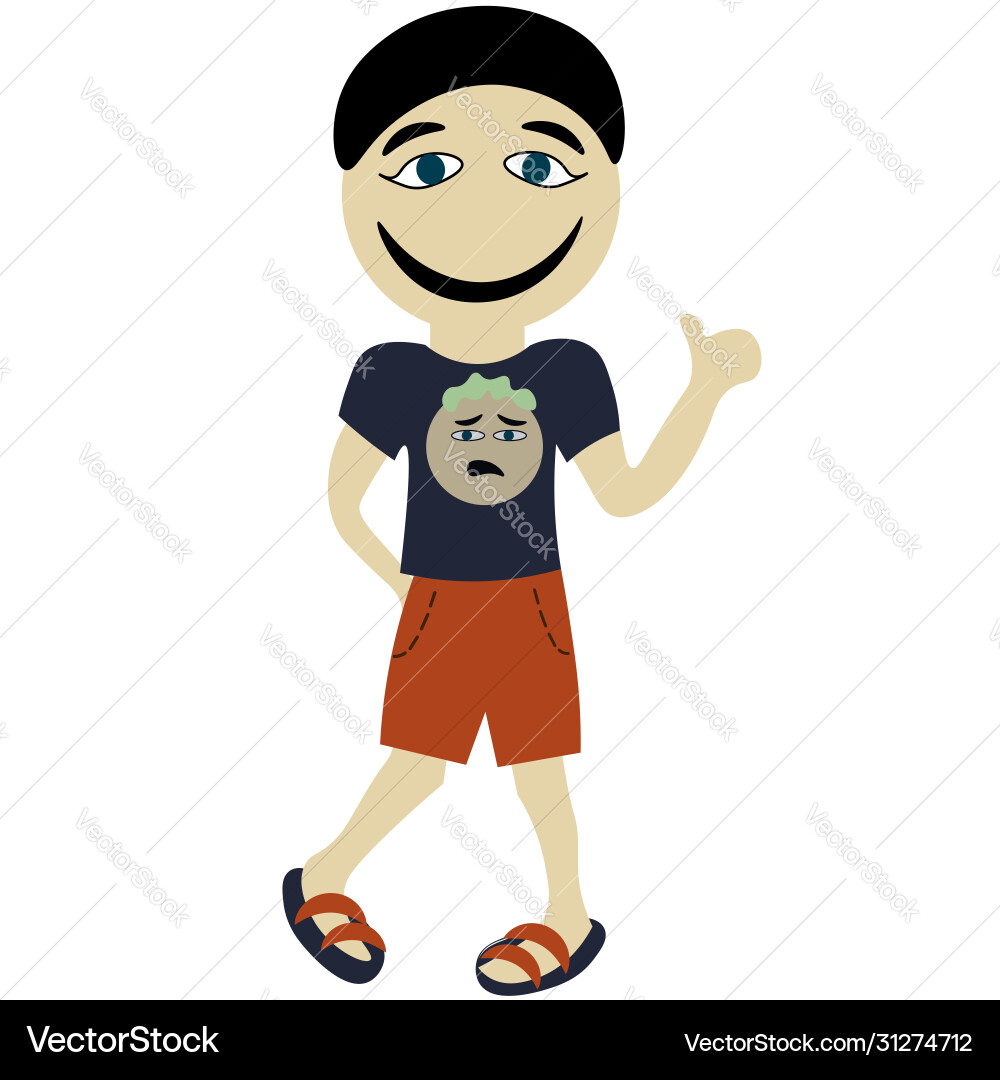 Funny smiling kind and contented character doodle Vector Image