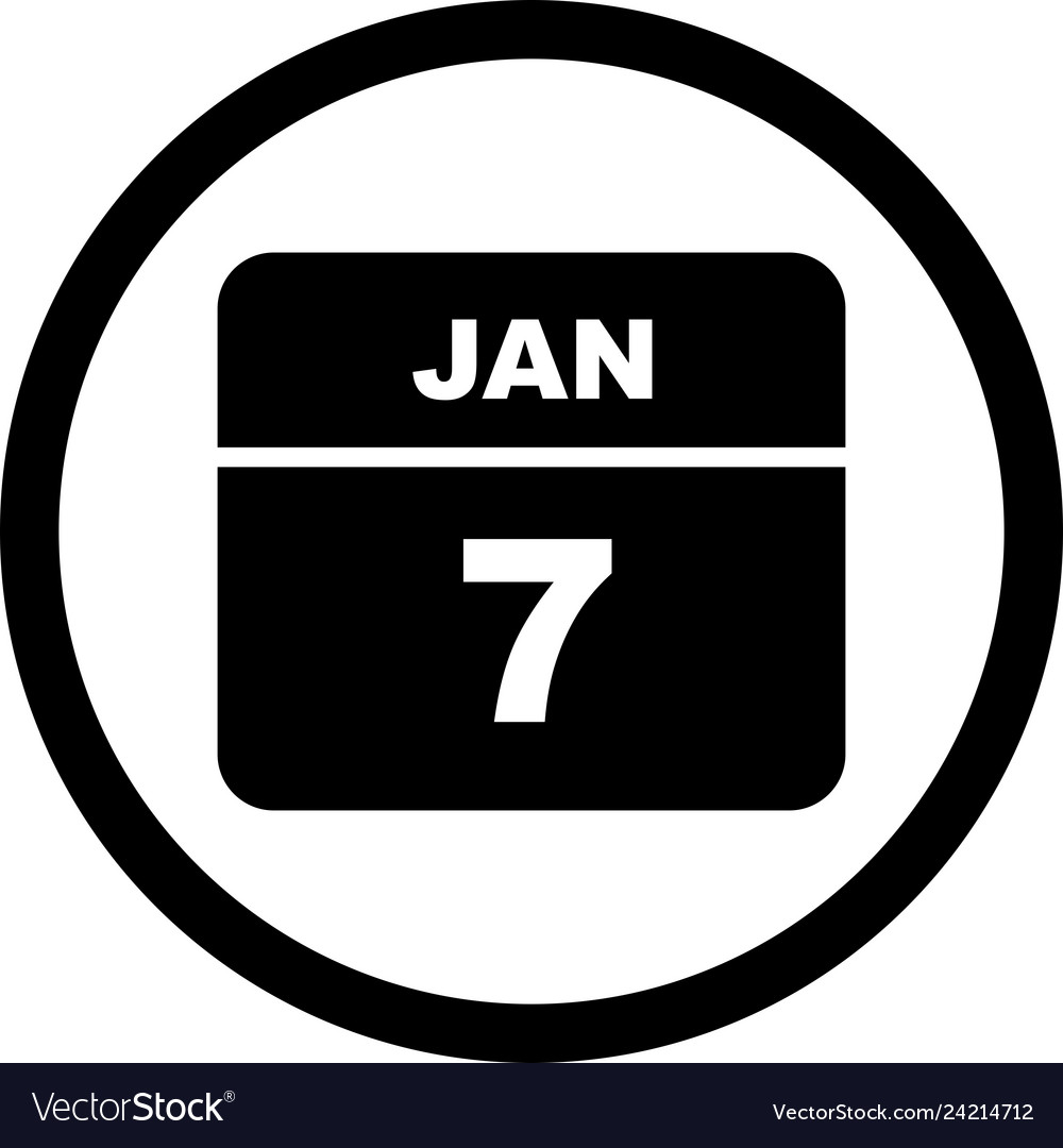 January 7th date on a single day calendar Vector Image