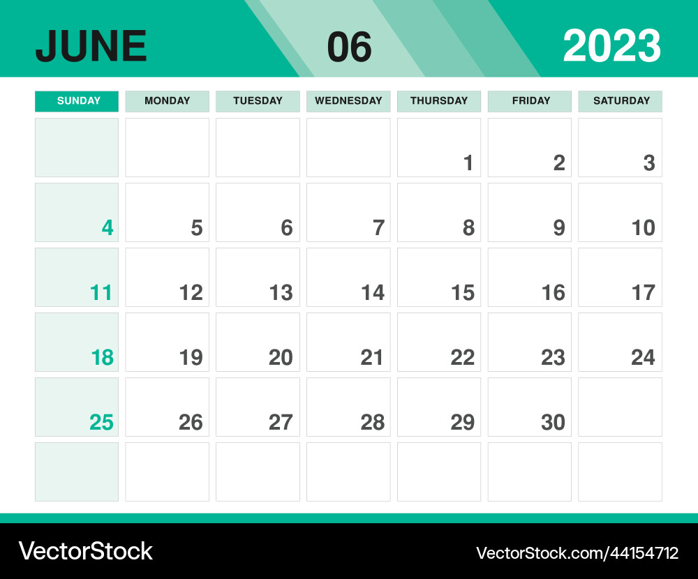 June 2023 template calendar 2023 template Vector Image