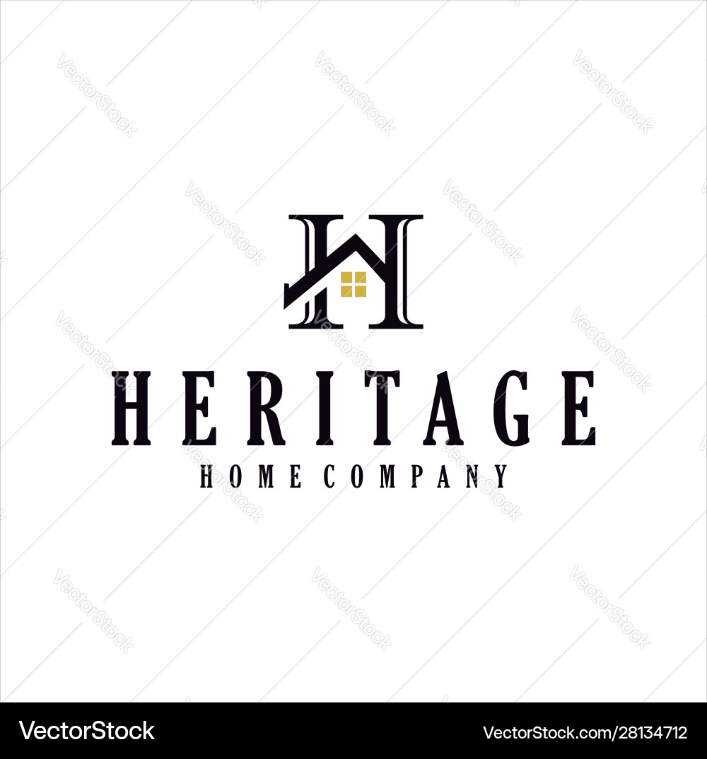 Letter h heritage home logo design Royalty Free Vector Image