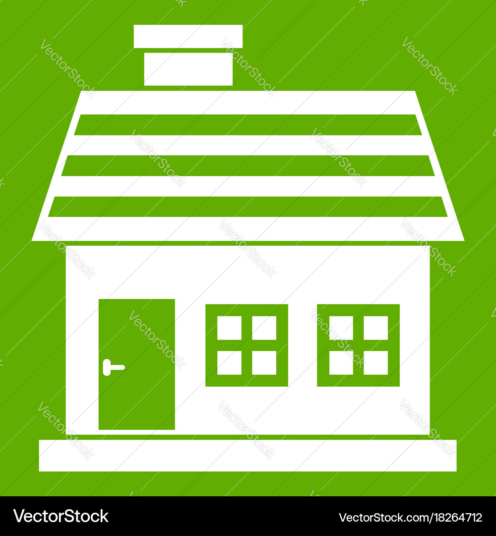 One-storey house icon green Royalty Free Vector Image