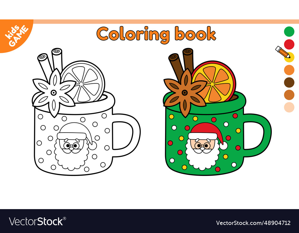 Page of kids coloring book with christmas mug Vector Image