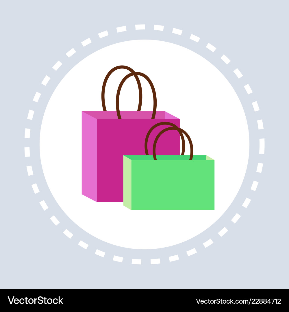 Paper bag package shopping icon concept flat Vector Image
