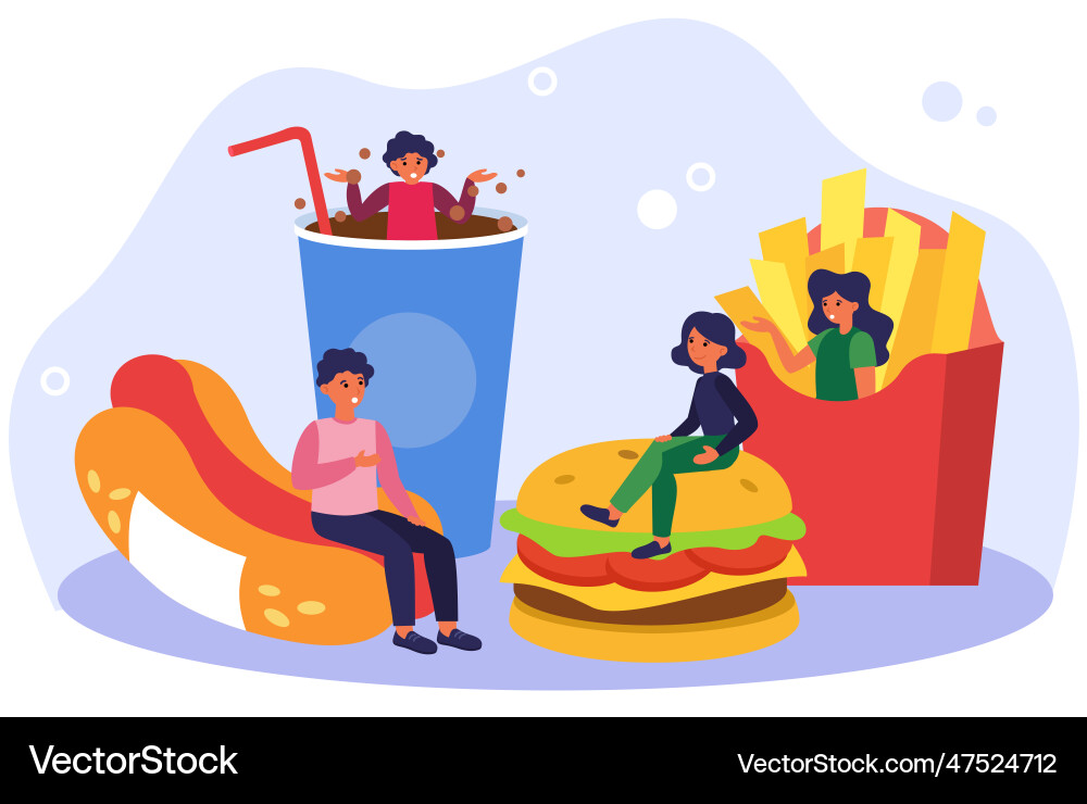 People keeping fast food diet Royalty Free Vector Image