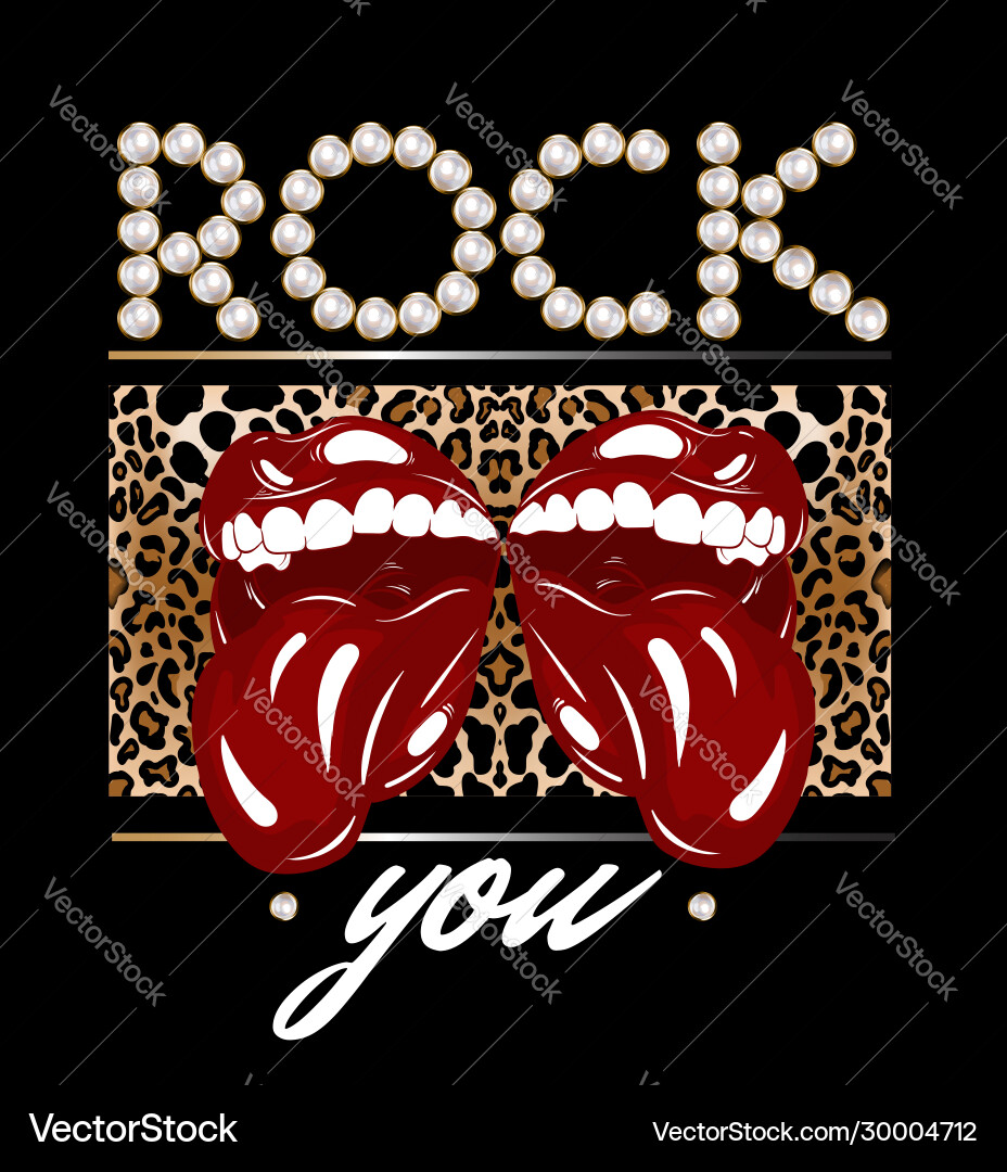 Rock you hand drawn moutht Royalty Free Vector Image