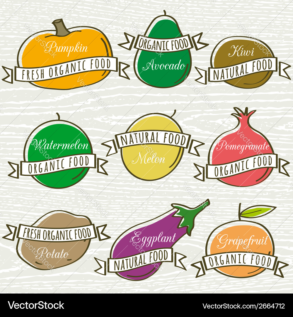 Set of organic vegetable and fruit Royalty Free Vector Image