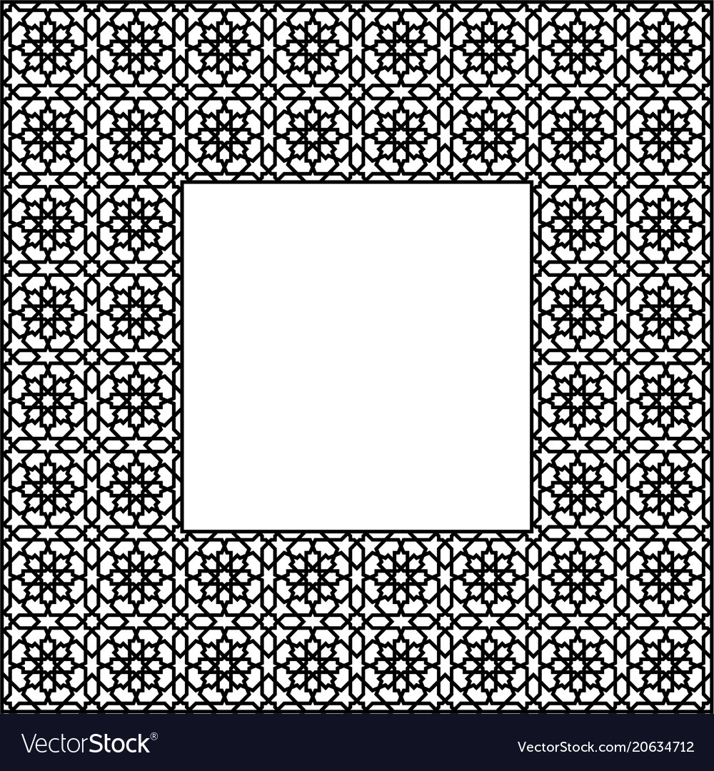Square frame arabic pattern four four Royalty Free Vector