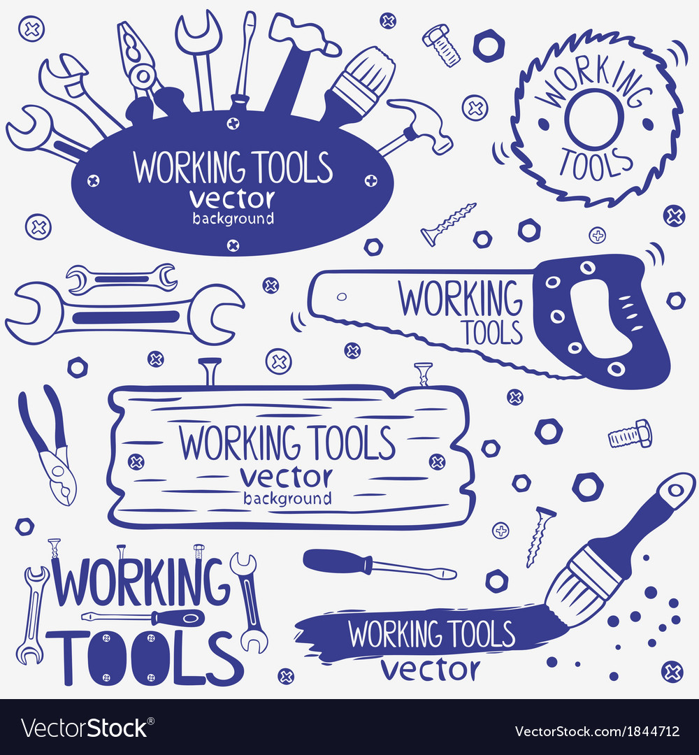 Working tools set Royalty Free Vector Image - VectorStock