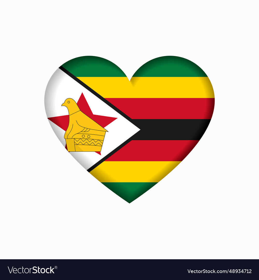 Zimbabwean flag heart-shaped sign Royalty Free Vector Image
