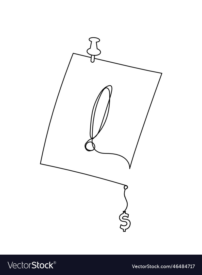 Abstract paper with paper clip and dollar as line Vector Image