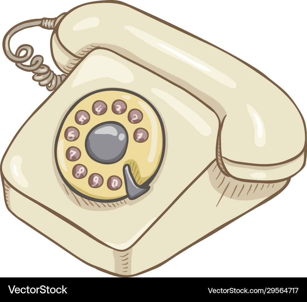 Cartoon white retro style rotary phone Royalty Free Vector