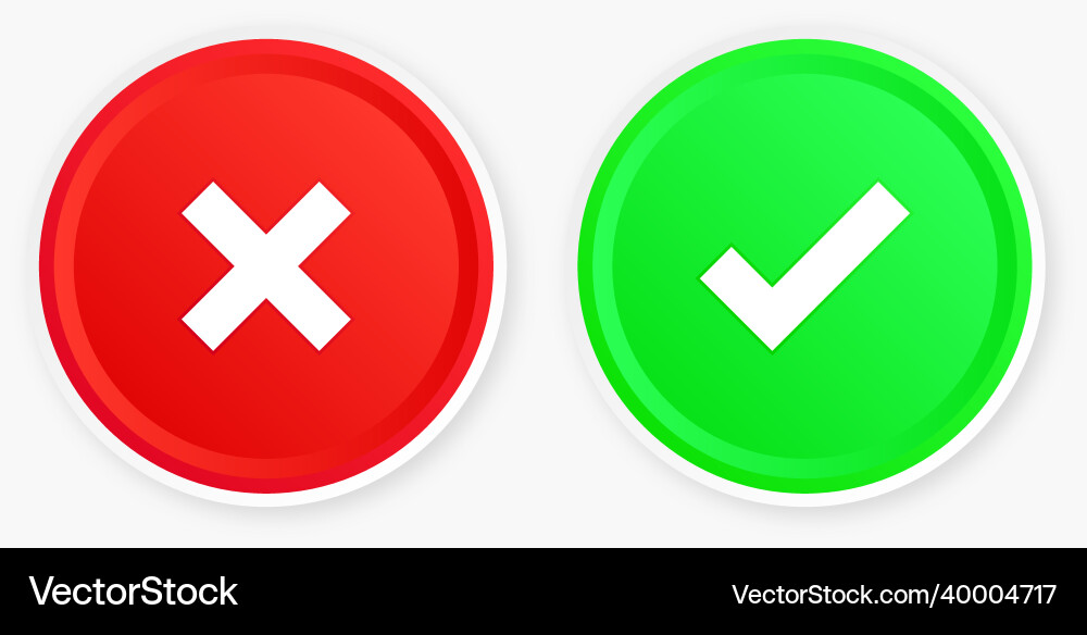 Check mark icons - yes or no buttons Royalty Free Vector