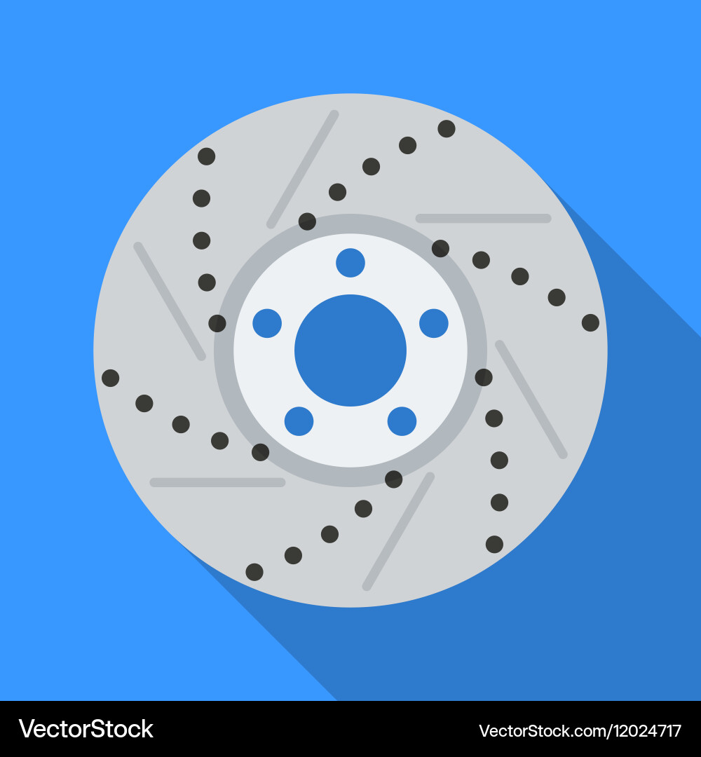 Colorful brake disc icon in modern flat style Vector Image