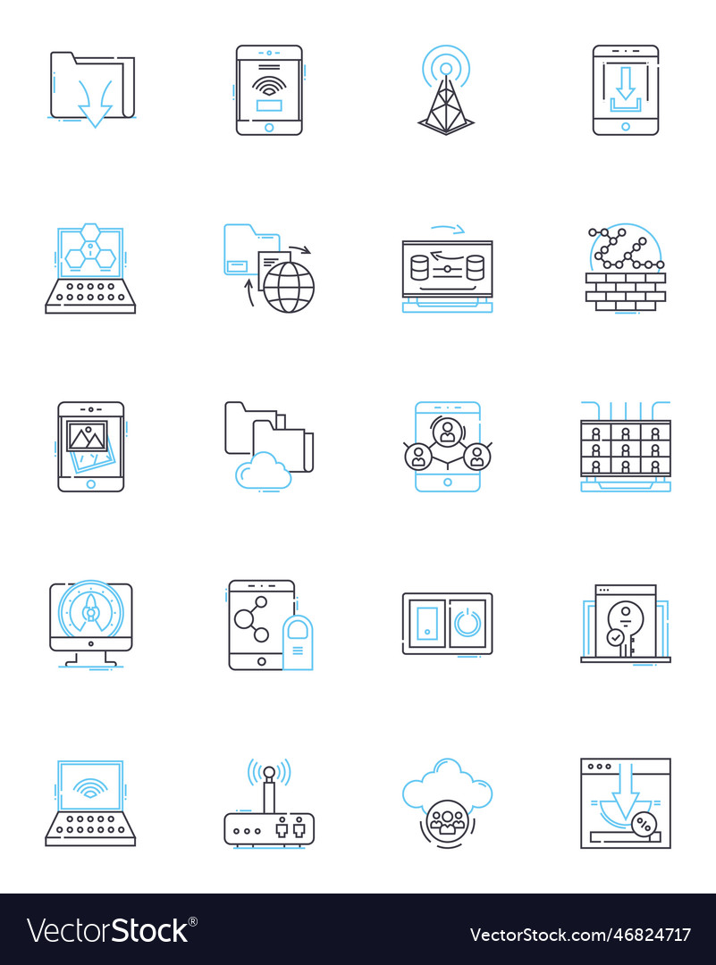 Connection linear icons set bond link unite Vector Image