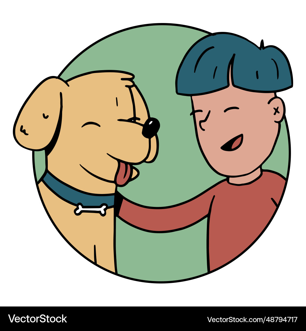 Dog and boy cartoon cute Royalty Free Vector Image
