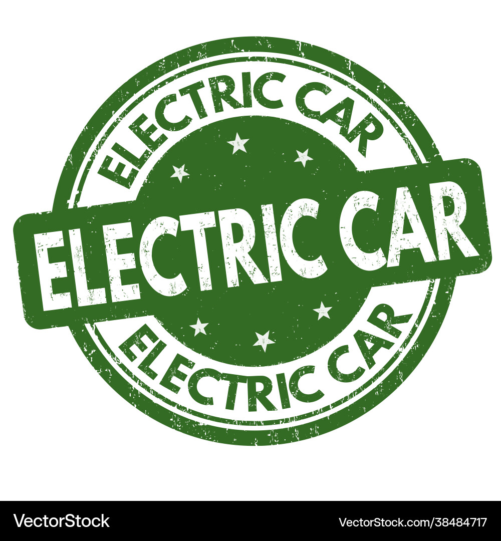 Electric car sign or stamp Royalty Free Vector Image